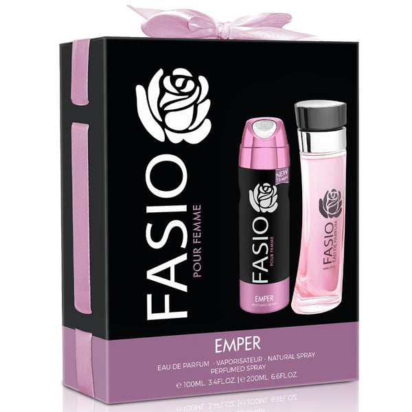 Emper Fasio Pour Femme Gift Set 100ml Free Deo – Fragrance Wholesale