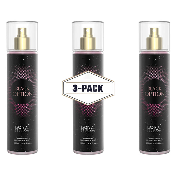 PRIVE Black Option (Pour Femme) - Body Mist - 250ml 3 PACK – Fragrance ...